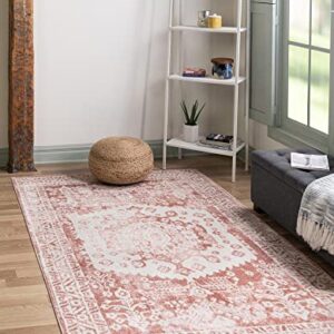 Unique Loom Oxford Collection Area Rug - Sheldonian (10' x 14' Rectangle, Pink/Ivory)