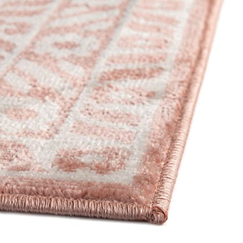 Unique Loom Oxford Collection Area Rug - Sheldonian (10' x 14' Rectangle, Pink/Ivory)