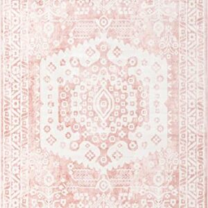 Unique Loom Oxford Collection Area Rug - Sheldonian (10' x 14' Rectangle, Pink/Ivory)