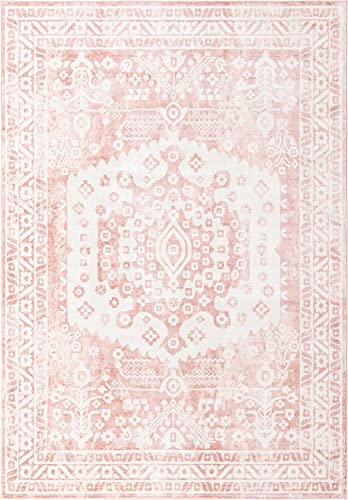 Unique Loom Oxford Collection Area Rug - Sheldonian (10' x 14' Rectangle, Pink/Ivory)