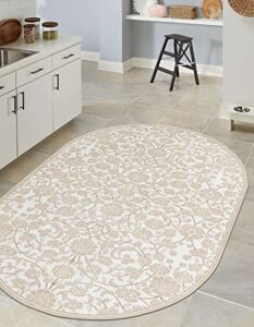 unique loom rushmore collection area rug – taft (6′ x 9′ oval, snow white/beige)