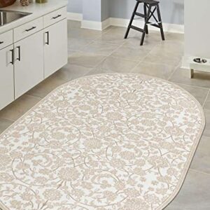 Unique Loom Rushmore Collection Area Rug - TAFT (6' x 9' Oval, Snow White/Beige)