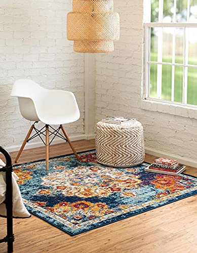 Unique Loom Parker Collection Area Rug - Kokulu (7' 10" Square, Multi/Blue)