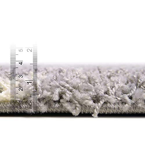 Unique Loom Moroccan Trellis Shag Collection Area Rug - Meknes (10' x 13' Rectangle, Gray/Ivory)