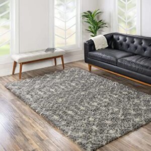 Unique Loom Moroccan Trellis Shag Collection Area Rug - Meknes (10' x 13' Rectangle, Gray/Ivory)