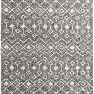 Unique Loom Moroccan Trellis Shag Collection Area Rug - Meknes (10' x 13' Rectangle, Gray/Ivory)