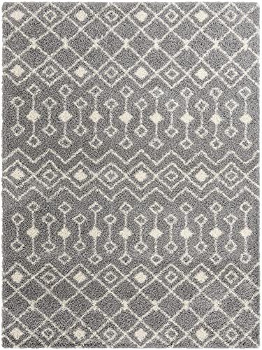 Unique Loom Moroccan Trellis Shag Collection Area Rug - Meknes (10' x 13' Rectangle, Gray/Ivory)