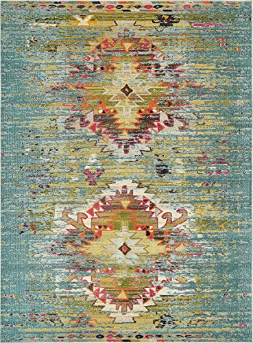 Unique Loom Vita Collection Over-Dyed Southwestern Tribal Vintage Area Rug, Rectangular 9' 0" x 12' 0", Turquoise/Yellow