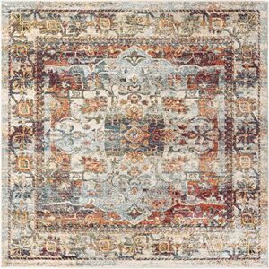 Unique Loom Isabella Collection Area Rug - Adjani (7' 10" Square, Ivory/Beige)