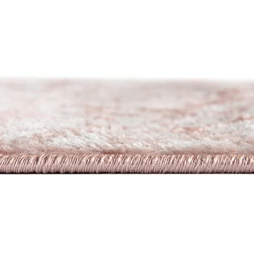 Unique Loom Oxford Collection Area Rug - Sheldonian (8' x 10' Oval, Pink/Ivory)