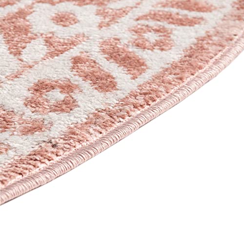 Unique Loom Oxford Collection Area Rug - Sheldonian (8' x 10' Oval, Pink/Ivory)