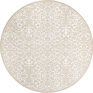 Unique Loom Rushmore Collection Area Rug - TAFT (10' 8" Round, Snow White/Beige)