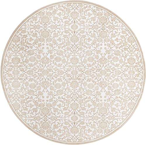 Unique Loom Rushmore Collection Area Rug - TAFT (10' 8" Round, Snow White/Beige)