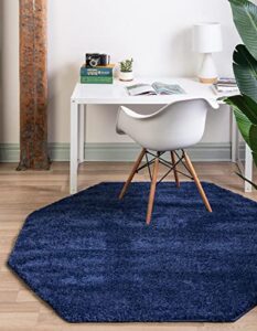 unique loom solo collection area rug – calabasas (7′ 11″ octagon, navy blue)