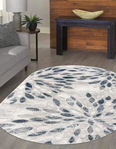 unique loom sumter collection area rug – rhett (8′ x 10′ oval, gray/navy blue)