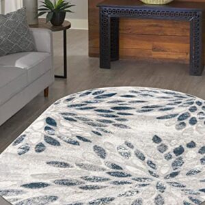 Unique Loom Sumter Collection Area Rug - Rhett (8' x 10' Oval, Gray/Navy Blue)