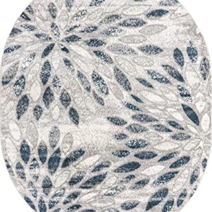 Unique Loom Sumter Collection Area Rug - Rhett (8' x 10' Oval, Gray/Navy Blue)