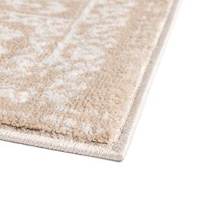 Unique Loom Oxford Collection Area Rug - Magdelan (7' Octagon, Beige/Ivory)