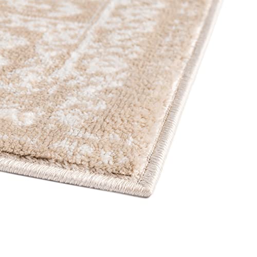 Unique Loom Oxford Collection Area Rug - Magdelan (7' Octagon, Beige/Ivory)