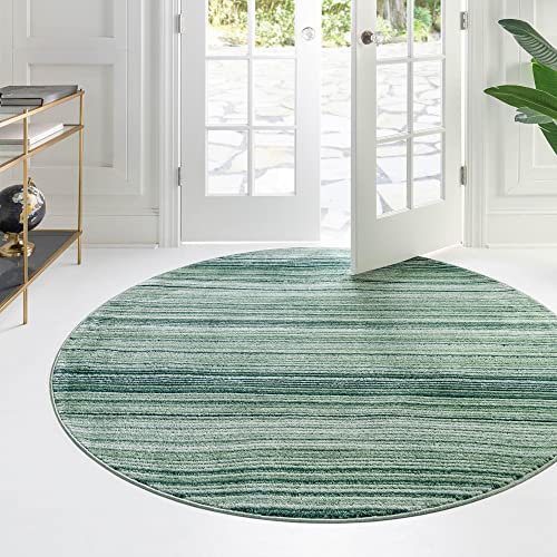 Unique Loom Gemstone Collection Area Rug - Topaz (Round 9' 8" x 9' 8", Green/Olive)