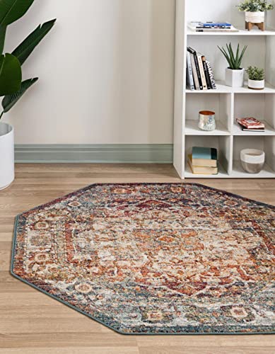 Unique Loom Isabella Collection Area Rug - Adjani (7' 10" Octagon, Multi/Beige)