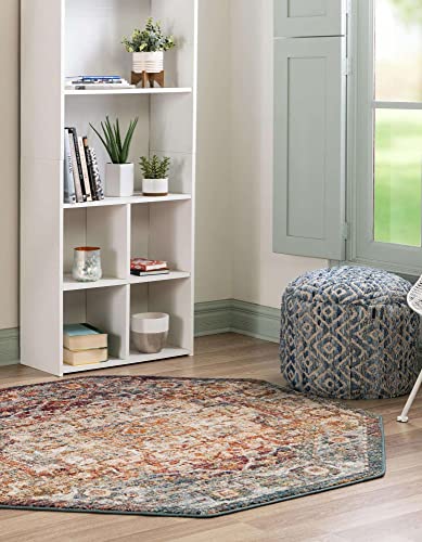 Unique Loom Isabella Collection Area Rug - Adjani (7' 10" Octagon, Multi/Beige)