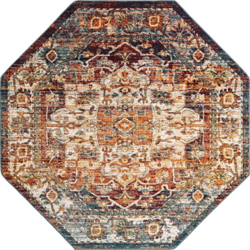 Unique Loom Isabella Collection Area Rug - Adjani (7' 10" Octagon, Multi/Beige)