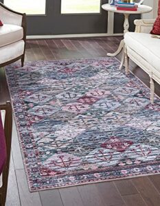 unique loom mangata collection area rug – maya (rectangular 10′ 6″ x 13′ 0″, multi/ blue)