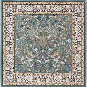 Unique Loom Narenj Collection Area Rug - Bristol (10' Square, Blue/Beige)