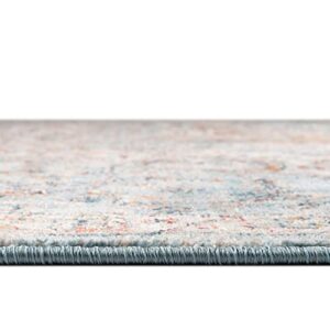 Unique Loom Newport Collection Area Rug - Elms (Oval 5' 3" x 8' 0", Blue/Ivory)