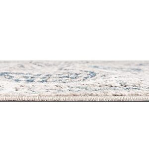 Unique Loom Nyla Collection Area Rug - Princess (Round 7' 0" x 7' 0", Gray/Ivory)