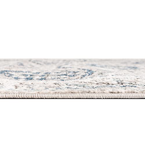 Unique Loom Nyla Collection Area Rug - Princess (Round 7' 0" x 7' 0", Gray/Ivory)