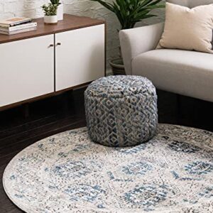 Unique Loom Nyla Collection Area Rug - Princess (Round 7' 0" x 7' 0", Gray/Ivory)