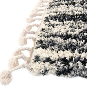 Unique Loom Hygge Shag Collection Area Rug - Valley (7' 10" Square, Black and White/Gray)