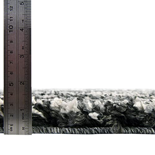 Unique Loom Hygge Shag Collection Area Rug - Valley (7' 10" Square, Black and White/Gray)