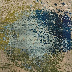 Unique Loom Estrella Collection Abstract, Modern, Light Colors, Distressed Area Rug, 9 ft x 12 ft, Blue/Beige