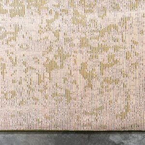 Unique Loom Estrella Collection Abstract, Modern, Light Colors, Distressed Area Rug, 9 ft x 12 ft, Blue/Beige