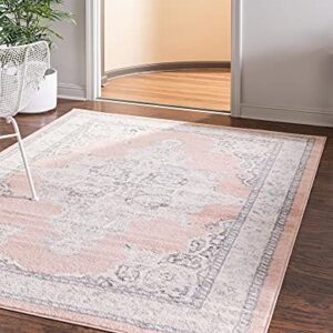 Unique Loom Parker Collection Colorful Medallion Pink/Beige Area Rug (9' 0 x 12' 0)