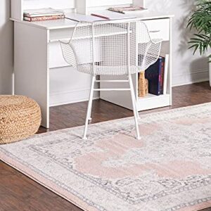 Unique Loom Parker Collection Colorful Medallion Pink/Beige Area Rug (9' 0 x 12' 0)