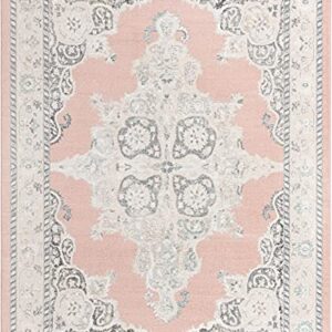 Unique Loom Parker Collection Colorful Medallion Pink/Beige Area Rug (9' 0 x 12' 0)