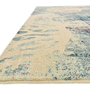 Unique Loom Positano Collection Coastal Modern Coral Lobster Shells Light Blue Area Rug (9' x 12')