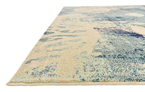 Unique Loom Positano Collection Coastal Modern Coral Lobster Shells Light Blue Area Rug (9' x 12')