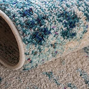 Unique Loom Positano Collection Coastal Modern Coral Lobster Shells Light Blue Area Rug (9' x 12')