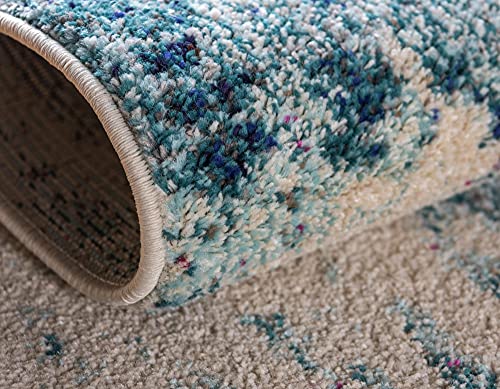 Unique Loom Positano Collection Coastal Modern Coral Lobster Shells Light Blue Area Rug (9' x 12')