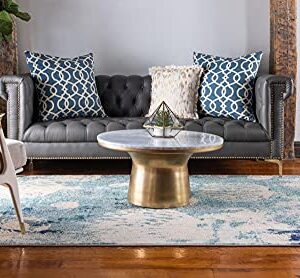 Unique Loom Positano Collection Coastal Modern Coral Lobster Shells Light Blue Area Rug (9' x 12')