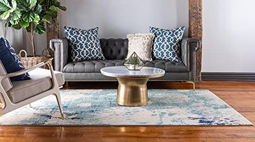 Unique Loom Positano Collection Coastal Modern Coral Lobster Shells Light Blue Area Rug (9' x 12')