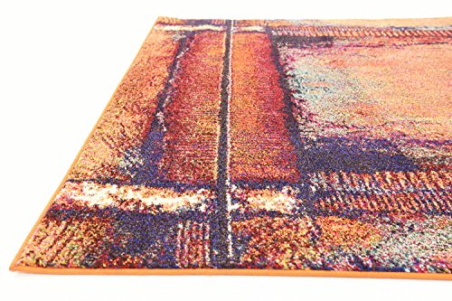 Unique Loom Estrella Collection Rustic, Distressed, Modern, Abstract Area Rug, 5 ft x 8 ft, Orange/Black