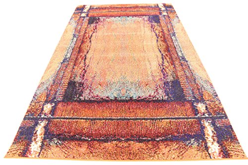 Unique Loom Estrella Collection Rustic, Distressed, Modern, Abstract Area Rug, 5 ft x 8 ft, Orange/Black