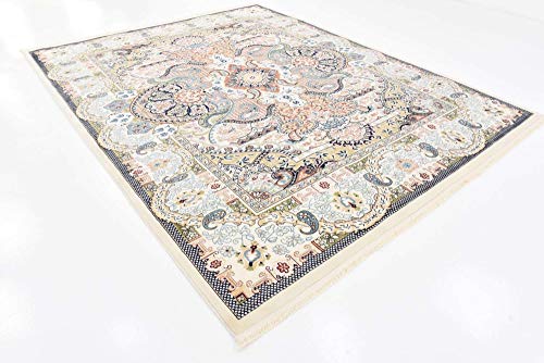 Unique Loom Narenj Collection Classic Traditional Medallion Textured Design Area Rug, 8 x 10 ft, Ivory/Tan