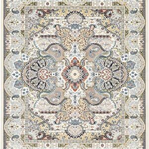 Unique Loom Narenj Collection Classic Traditional Medallion Textured Design Area Rug, 8 x 10 ft, Ivory/Tan